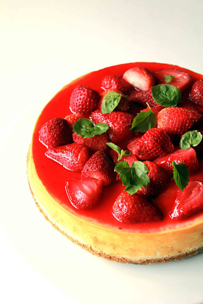 Lemon Cheesecake with Strawberry Basil Topping - Oh Sweet Day! Blog
