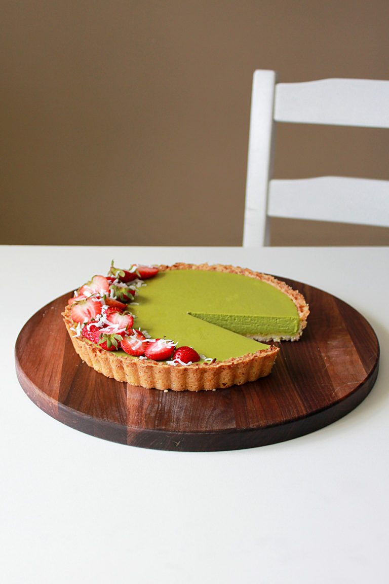 Matcha Custard Tart with Coconut Crust - Oh Sweet Day! Blog